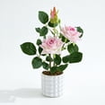 Artificial Rose Mini Bonsai Faux Potted Plant Home Decor Silk Flowers ...