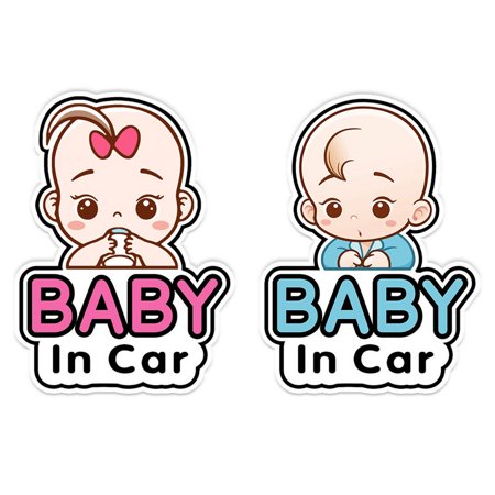 2 Baby in Car Sign Stickers, Baby Car Sticker Removable Safety ...