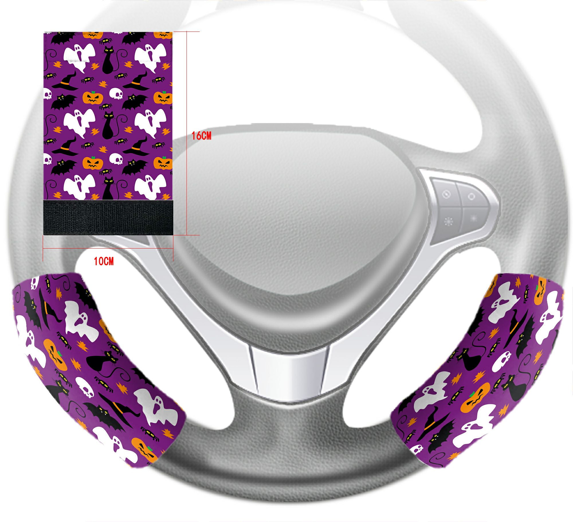 GCKG Funny Hallowen Time Ghost Pumpkin Halloween Steering Wheel Cover ...