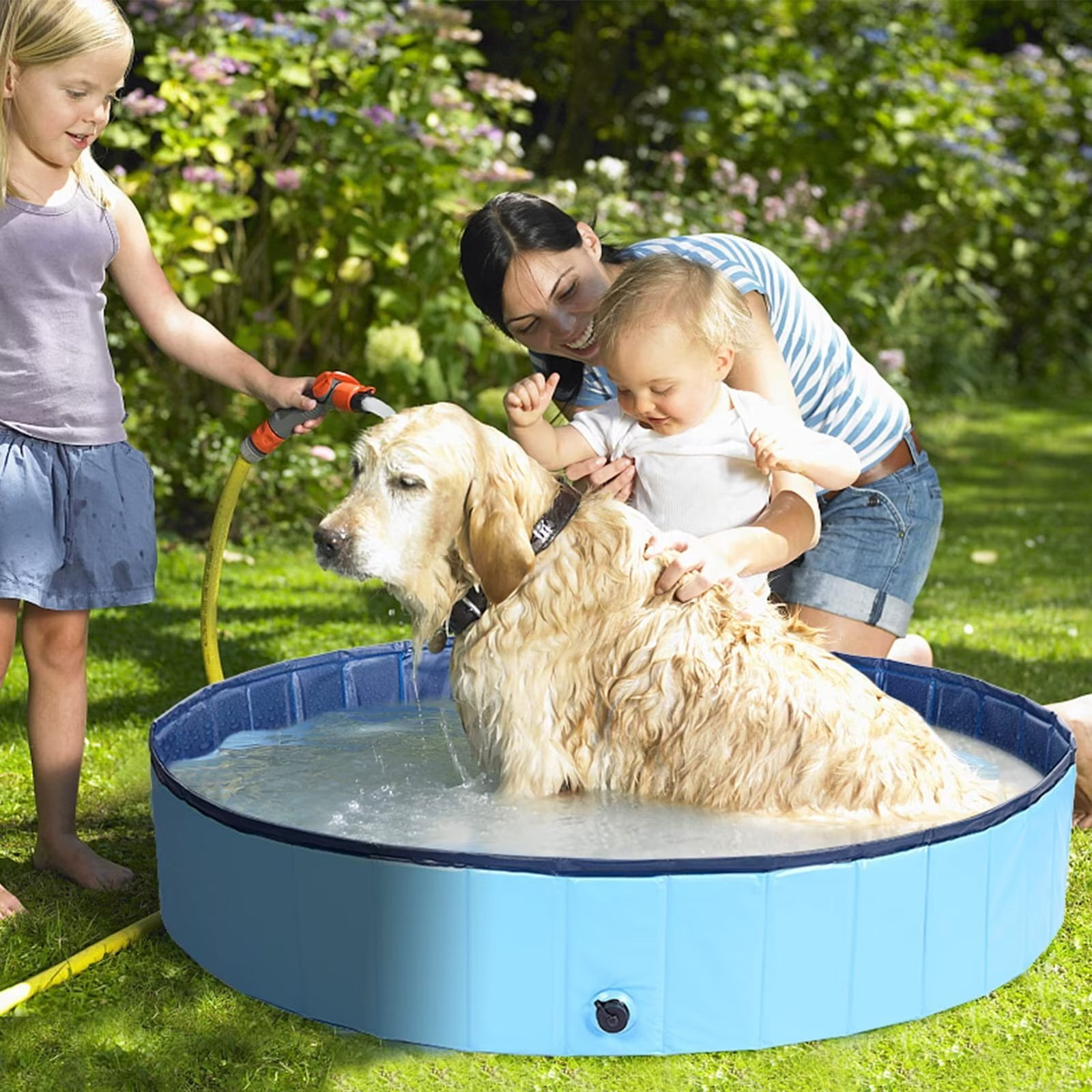 63x12 in Foldable Dog Pool, Portable Pet Dog Pool，Collapsible Pet Bath ...