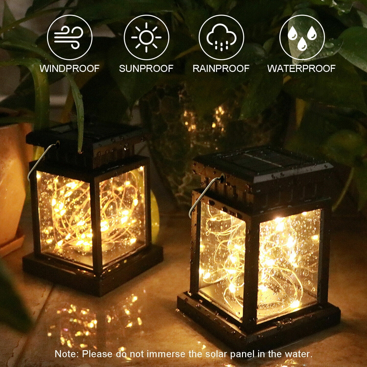 (Pack of 6) Waterproof LED Solar Lantern Hanging Light Outdoor Yard ...