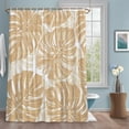 Beige Monstera Leaf Shower Curtain for Bathroom, Summer Botanical ...