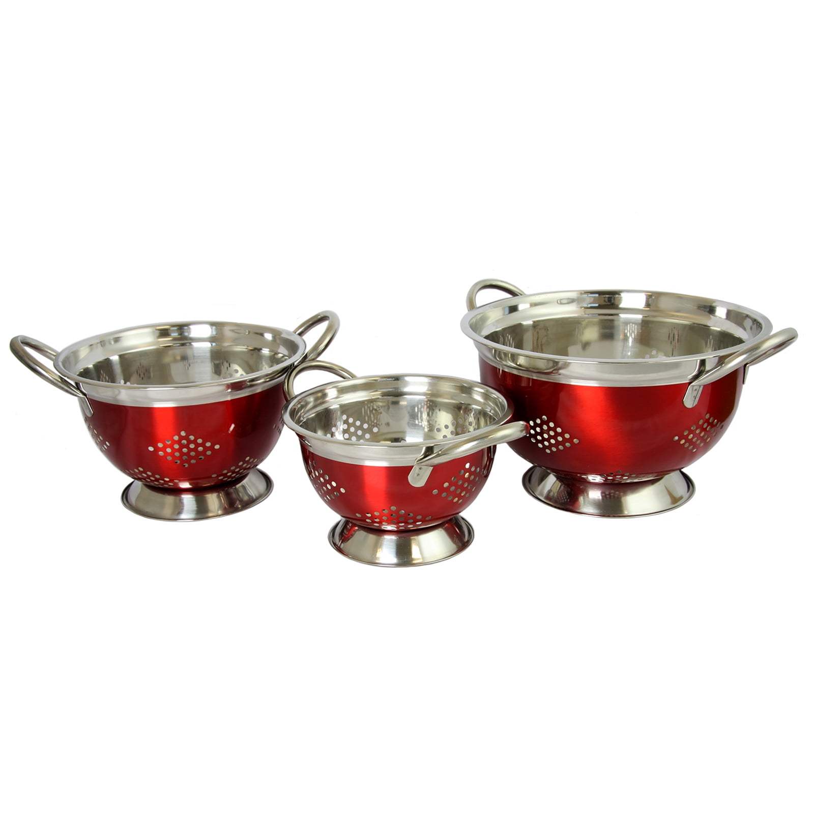 Metaline 3 Pack Round Asian Colander, Metallic Red - Walmart.com