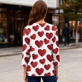 ASDFVBKG Women Valentine's Day Top 3/4 Sleeve Round Neck Blouse Dressy ...