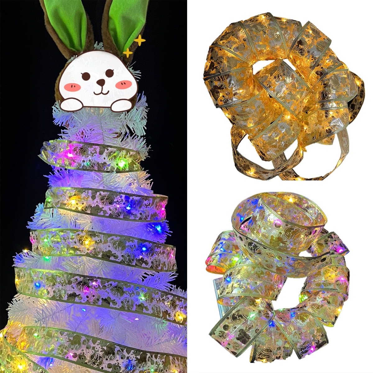 Travelwant Shining Ribbon Fairy Lights for Christmas Tree Decor, LED ...