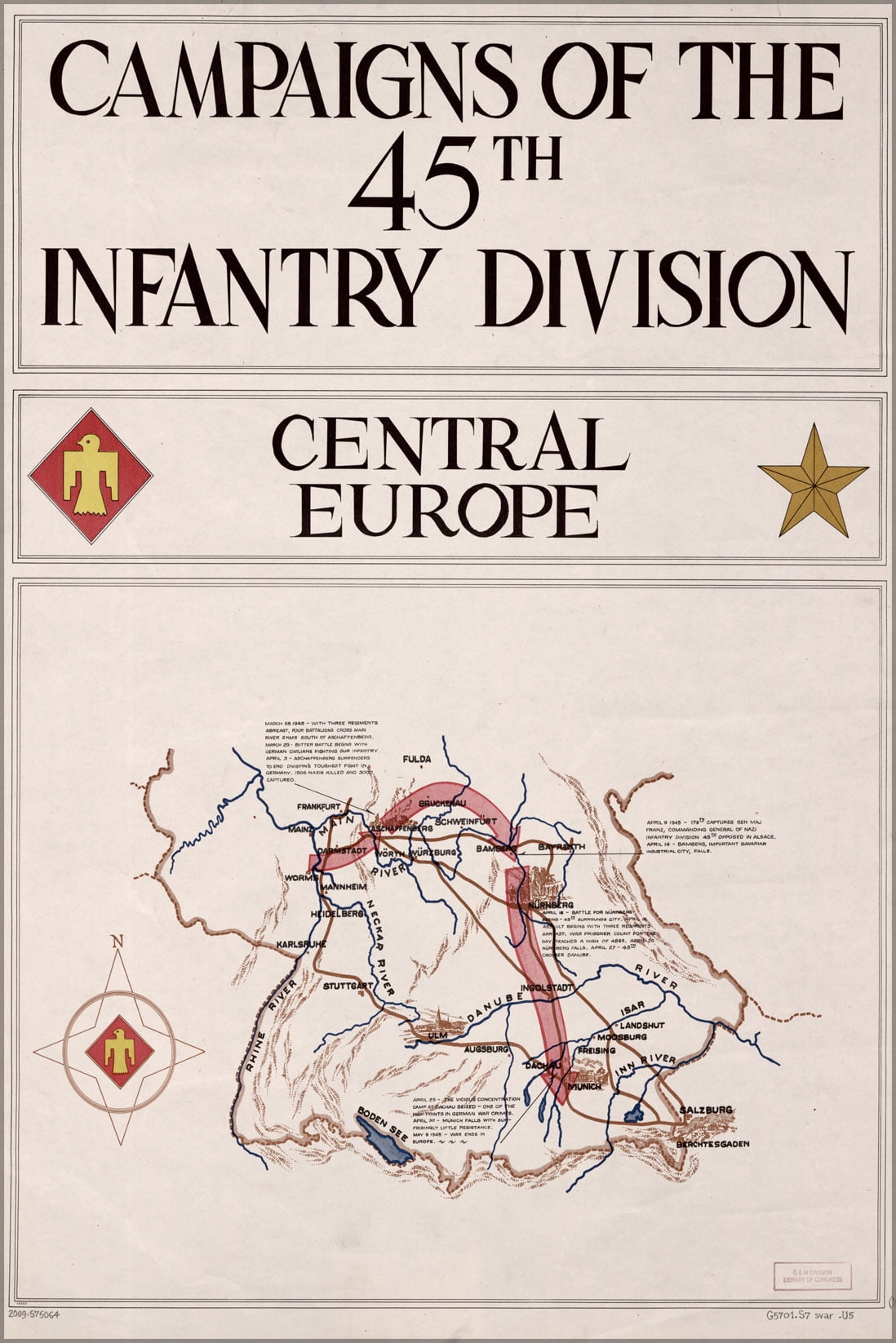 24"x36" Gallery Poster, map of 45th Infantry Division germany 1945 ...