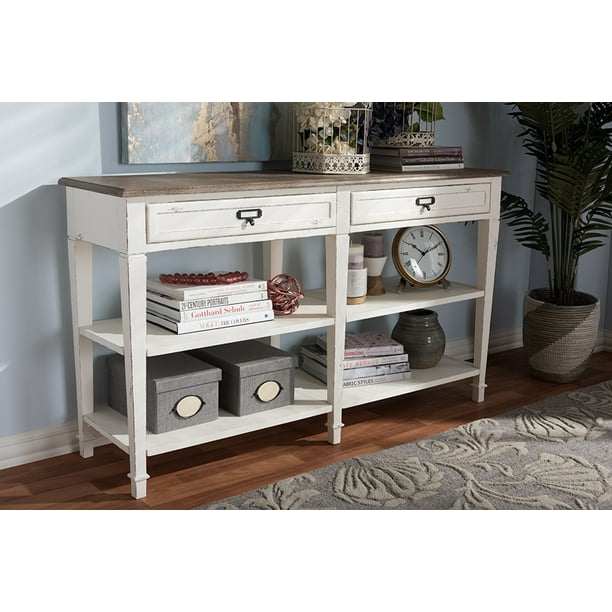 Baxton Studio Dauphine Oak and Whitewash Finished Wood Console Table ...