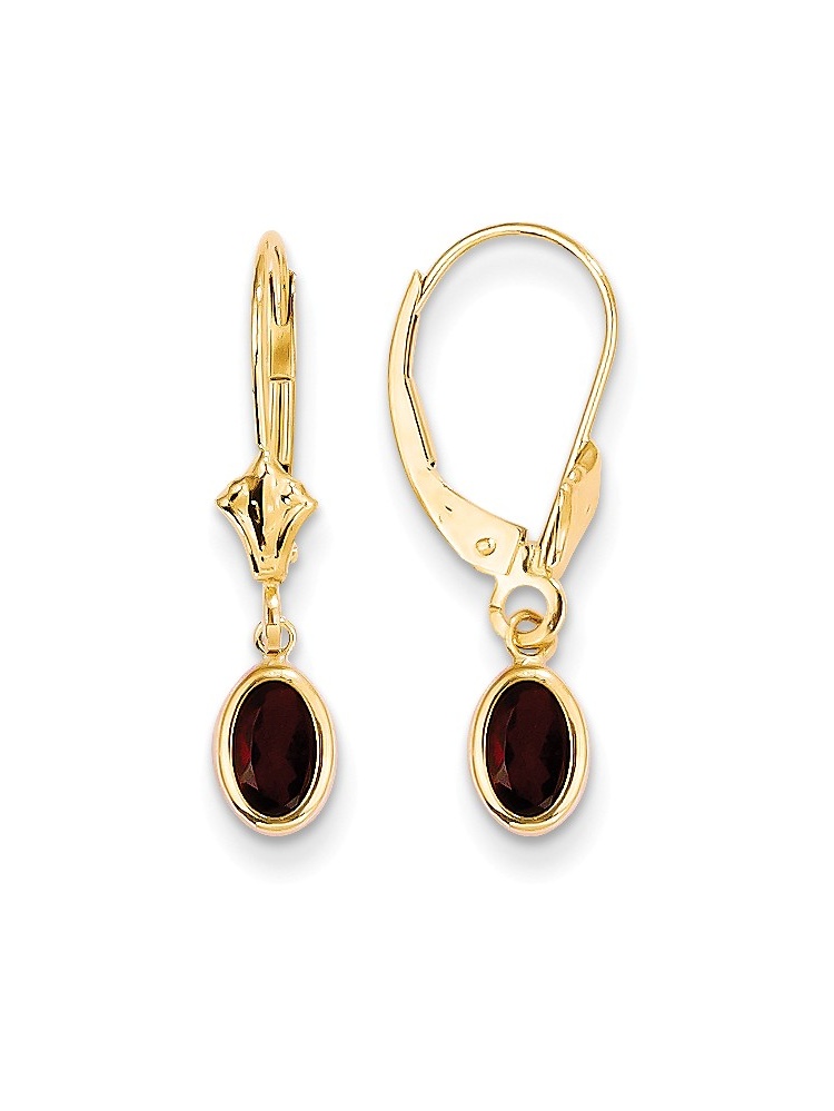 Primal Gold 14 Karat yellow Gold 6x4mm Garnet January Earrings ...