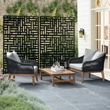 Metal Privacy Screen Free Standing Street - 76x47 Black - Walmart.com