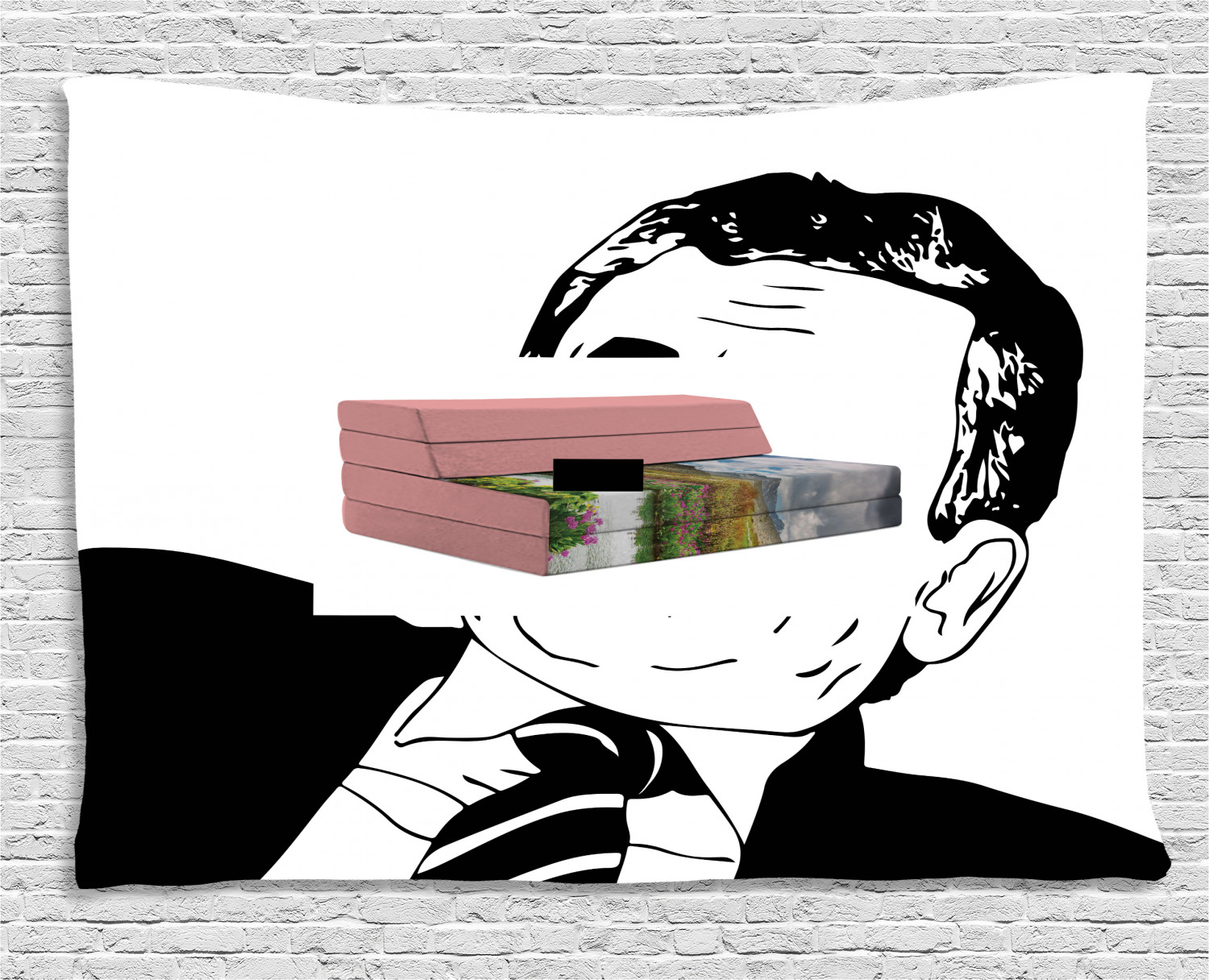 Humor Decor Tapestry, Reaction Guy Human Rage Comics Man with Moustache ...