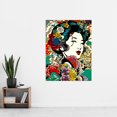 Modern Geisha Portrait Flower Patterns Bright Floral Japan Japanese ...