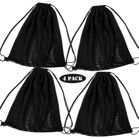 e 4 Pack Mesh Drawstring Backpack Bag, Black String Bag Multi ...