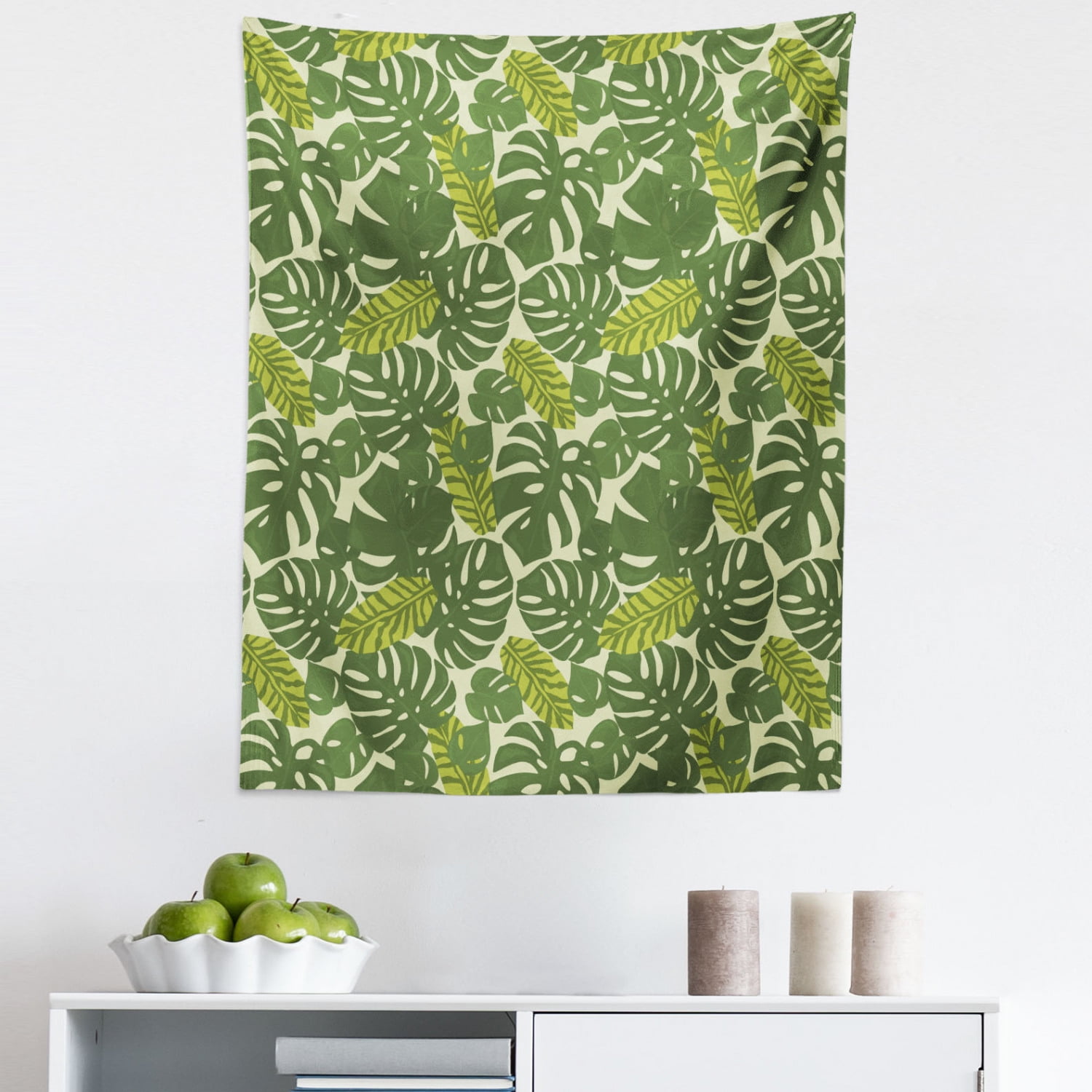 Leaves Tapestry, Continuous Nature Exotic Forest Monstera Leaf ...