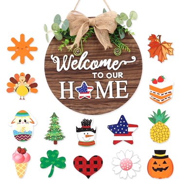 EvridWear Welcome Sign, Double Sided Front Door Decor with 14 ...