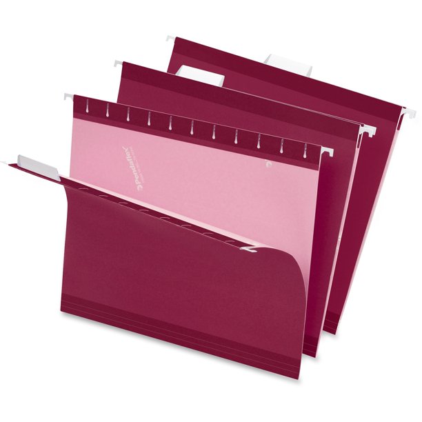 Pendaflex, PFX415315BUR, Reinforced Hanging Folders, 25 / Box, Burgundy ...