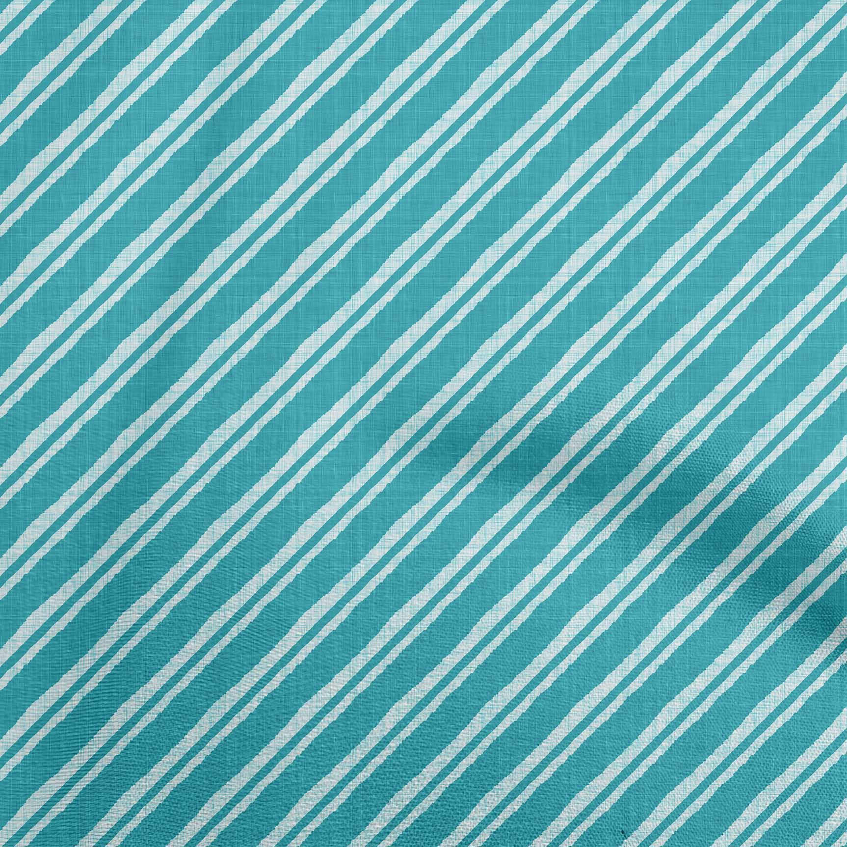 oneOone Cotton Flex Turquoise Blue Fabric Stripes Sewing Material Print ...