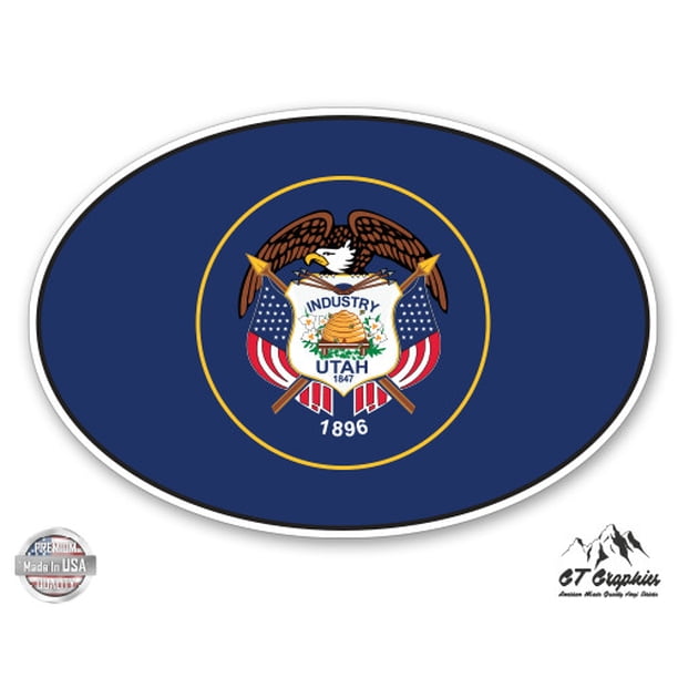 Utah State Flag Oval - 3" Vinyl Sticker - For Car Laptop I-Pad Phone ...