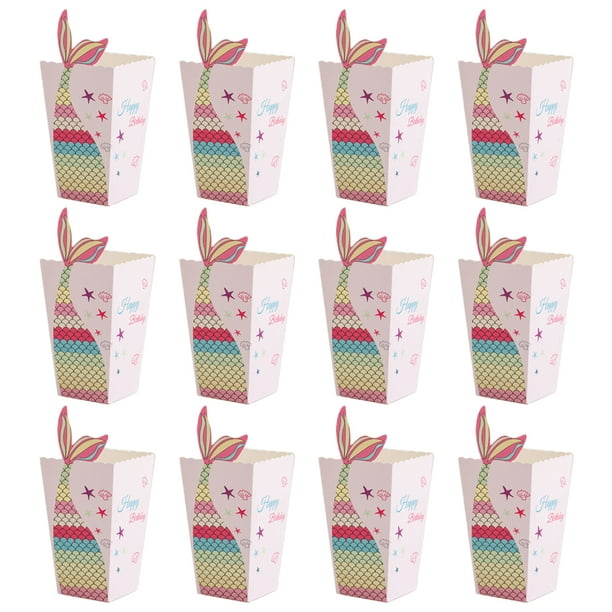 12Pcs Popcorn Boxes Mermaid Pattern Popcorn Cases Paper Popcorn Boxes ...