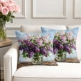 Purple Lilacs Pillow Covers Set of 2, Spring Summer Floral Vase Oil ...