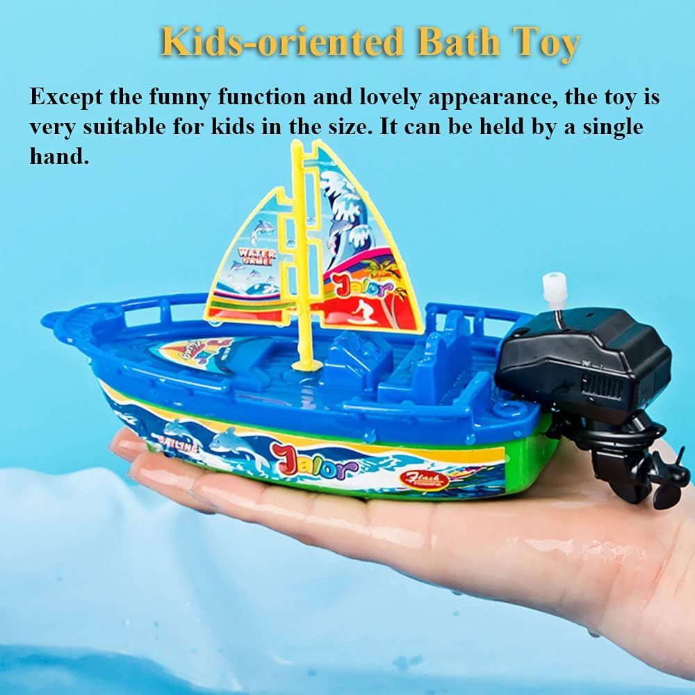 FunnyBeans 4 Pack Wind-up Boat Bathtub Toy, Funny Speed Boat Bathtub ...