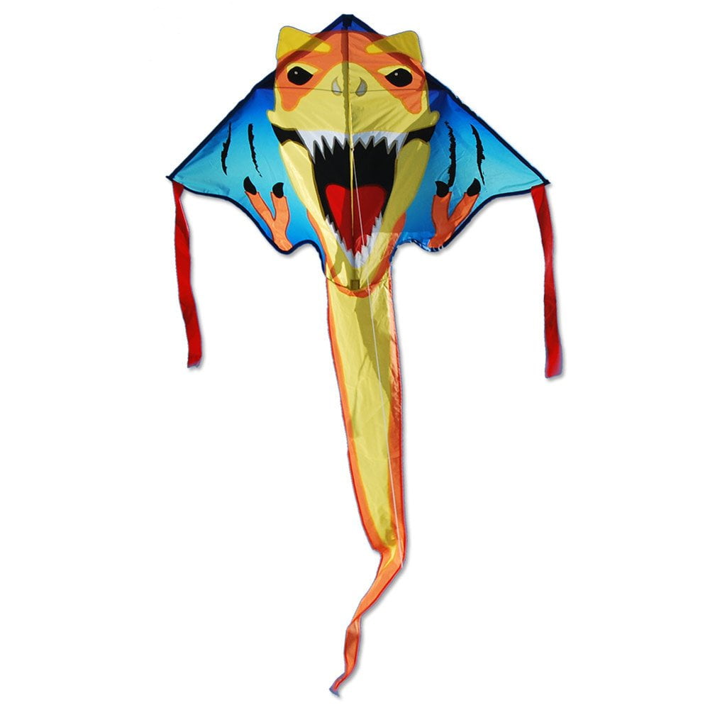 Premier Kites Easy Flyer T-Rex Dinosaur Delta Kite with String - Yellow ...