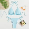 Ihph7 Womens Solid Color Triangular Cup Sexy Bikini Neck Strappy Two