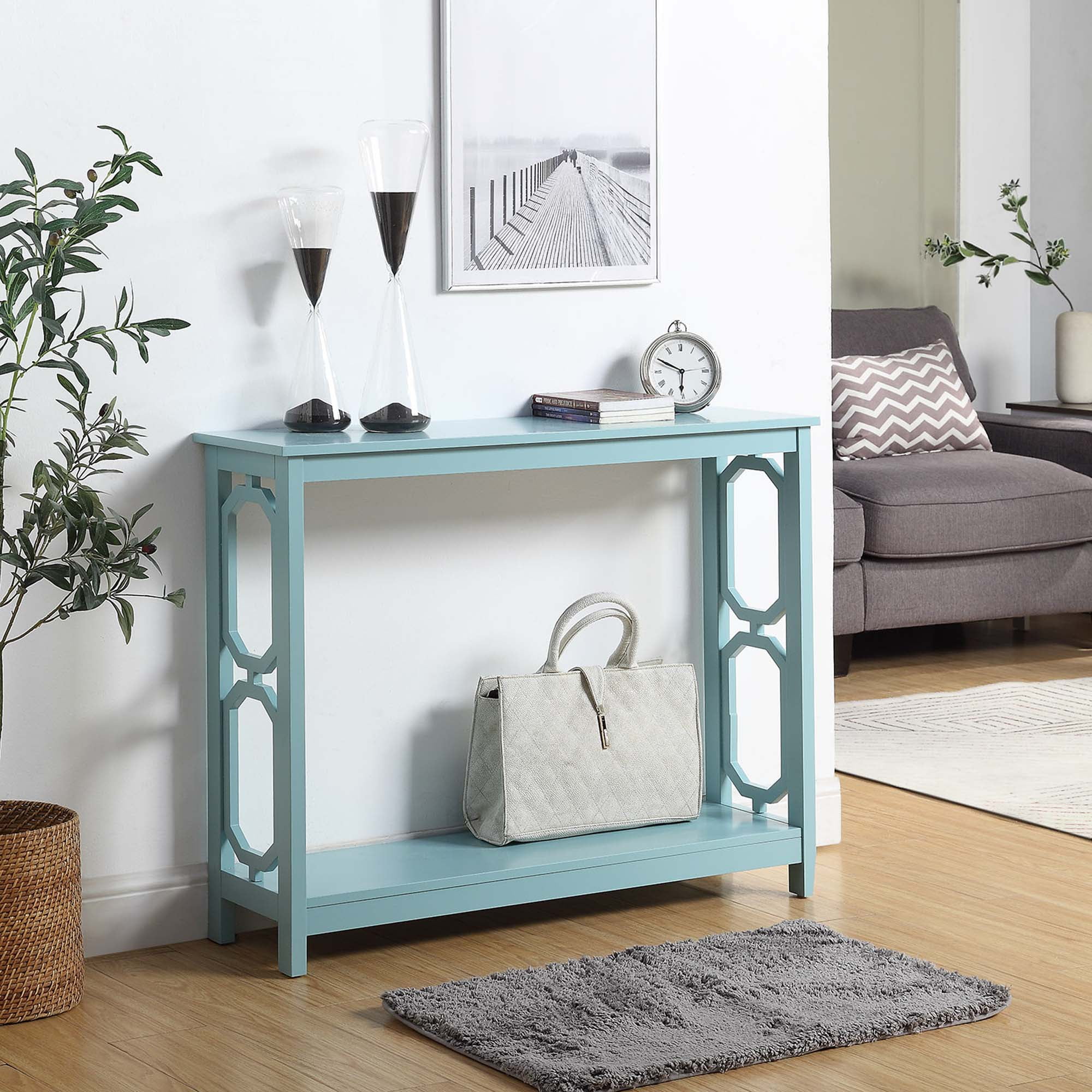 Convenience Concepts Omega Console Table with Shelf, Sea Foam - Walmart.com
