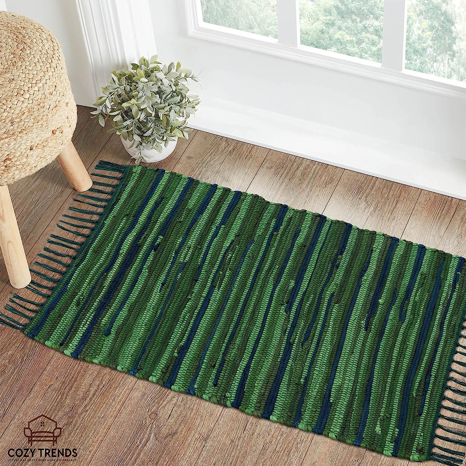 100% Cotton Rag Rug 2’x3' - Multicolor Chindi Rug - Hand Woven ...