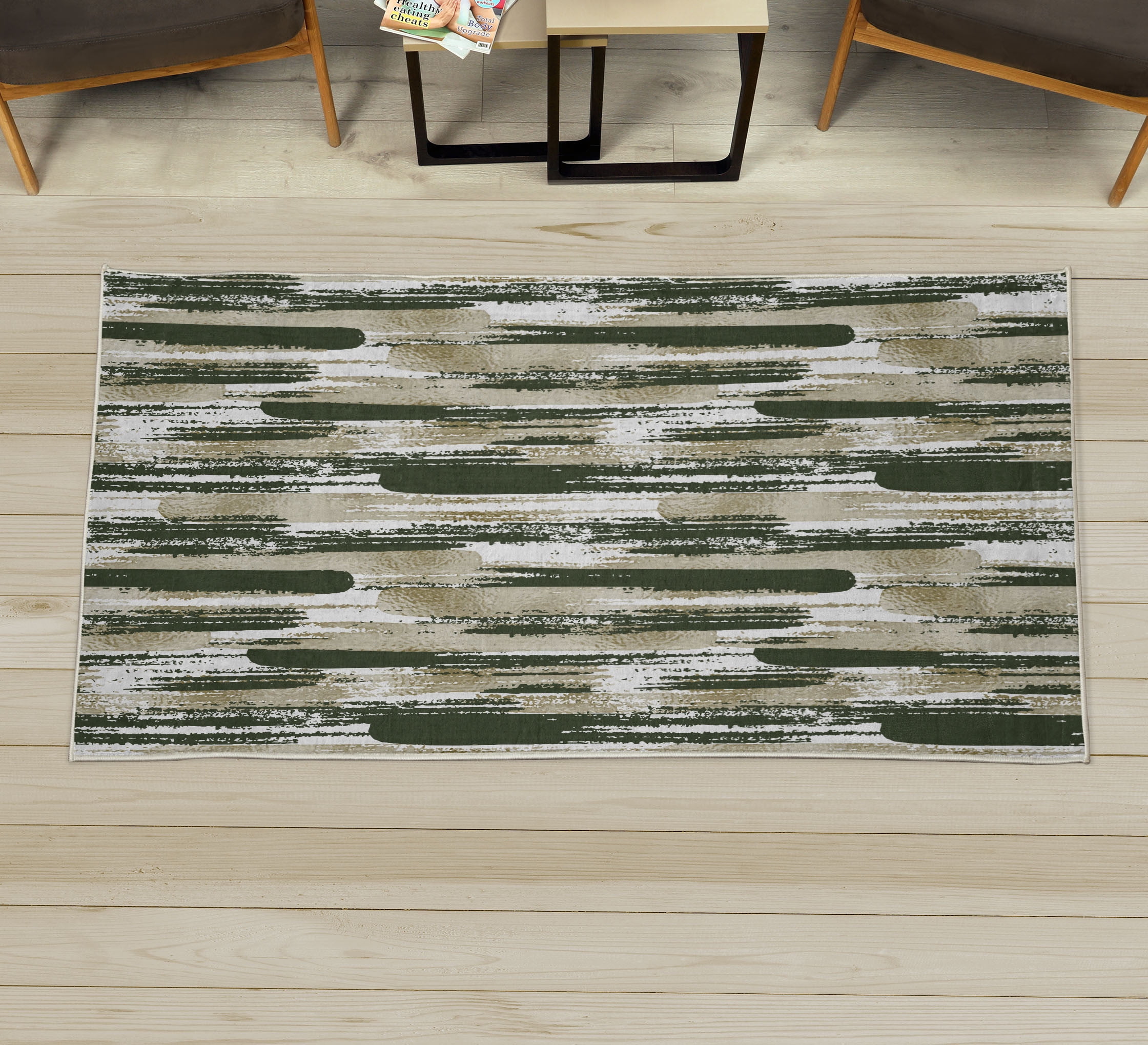 Modern Art Decorative Rug, Watercolored Grunge Brushstroke ...