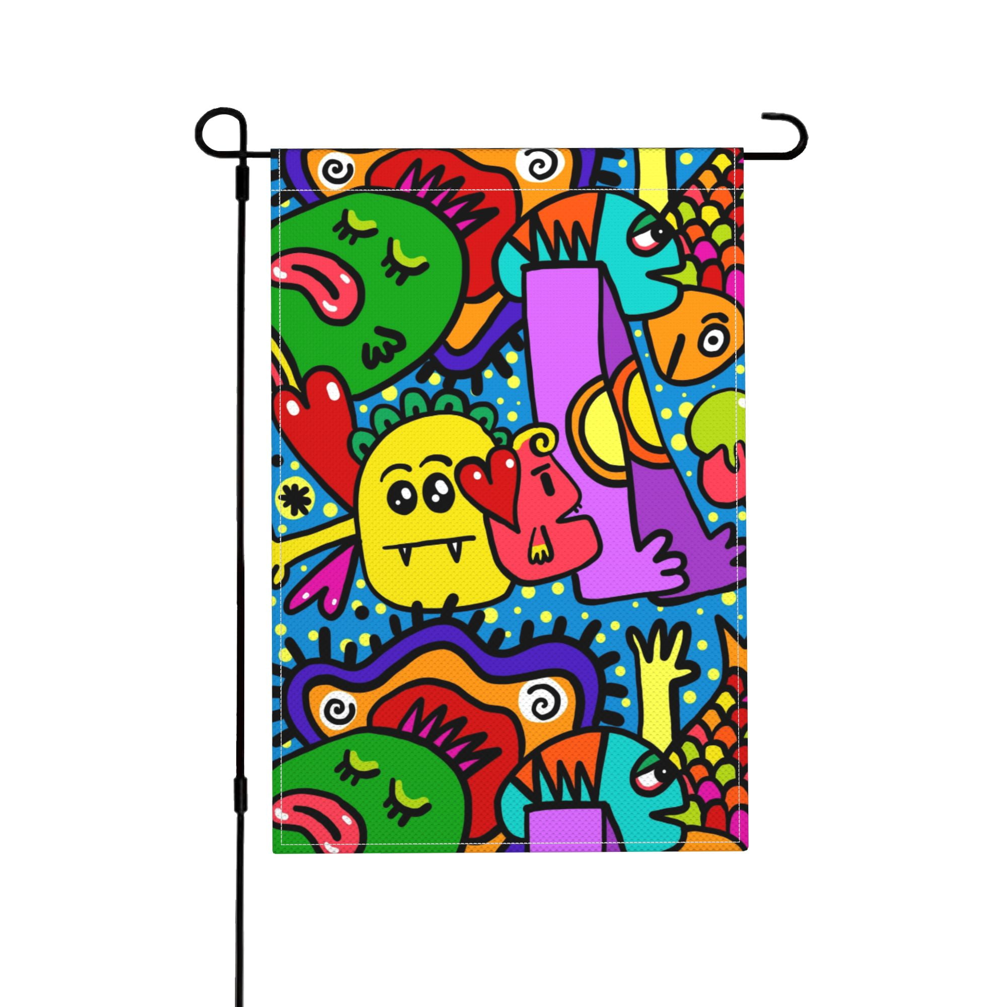 TEQUAN Funny Cute Colourful Monsters Garden Flags, 18 x 12 inch Double ...