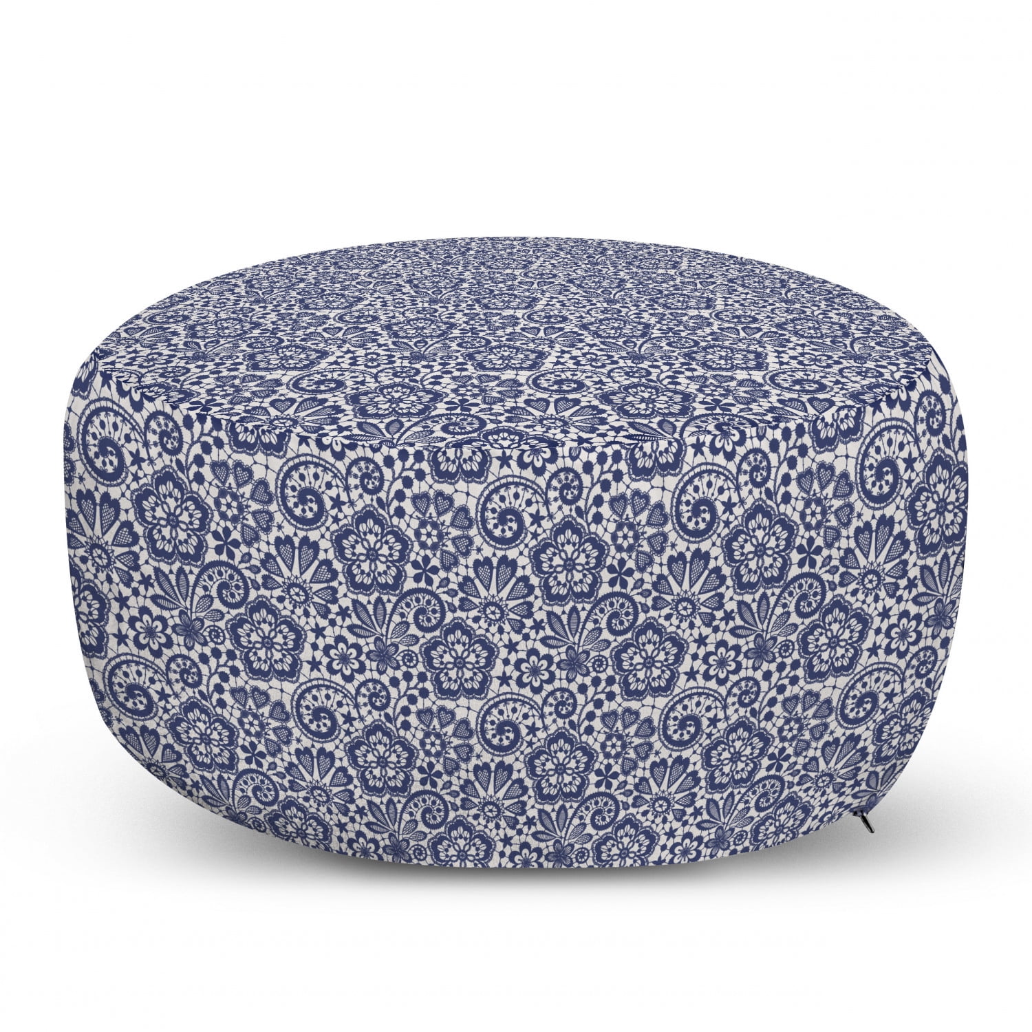 Victorian Pouf Cover with Zipper, Lace Style Pattern with Graphic ...