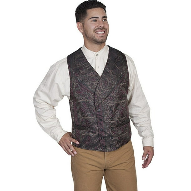 Scully Western Vest Mens Double Breasted Paisley Wide Lapels RW269 ...