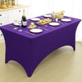 3 Pack Purple Rectangle 6Ft Stretch Spandex Fitted Table Covers for ...