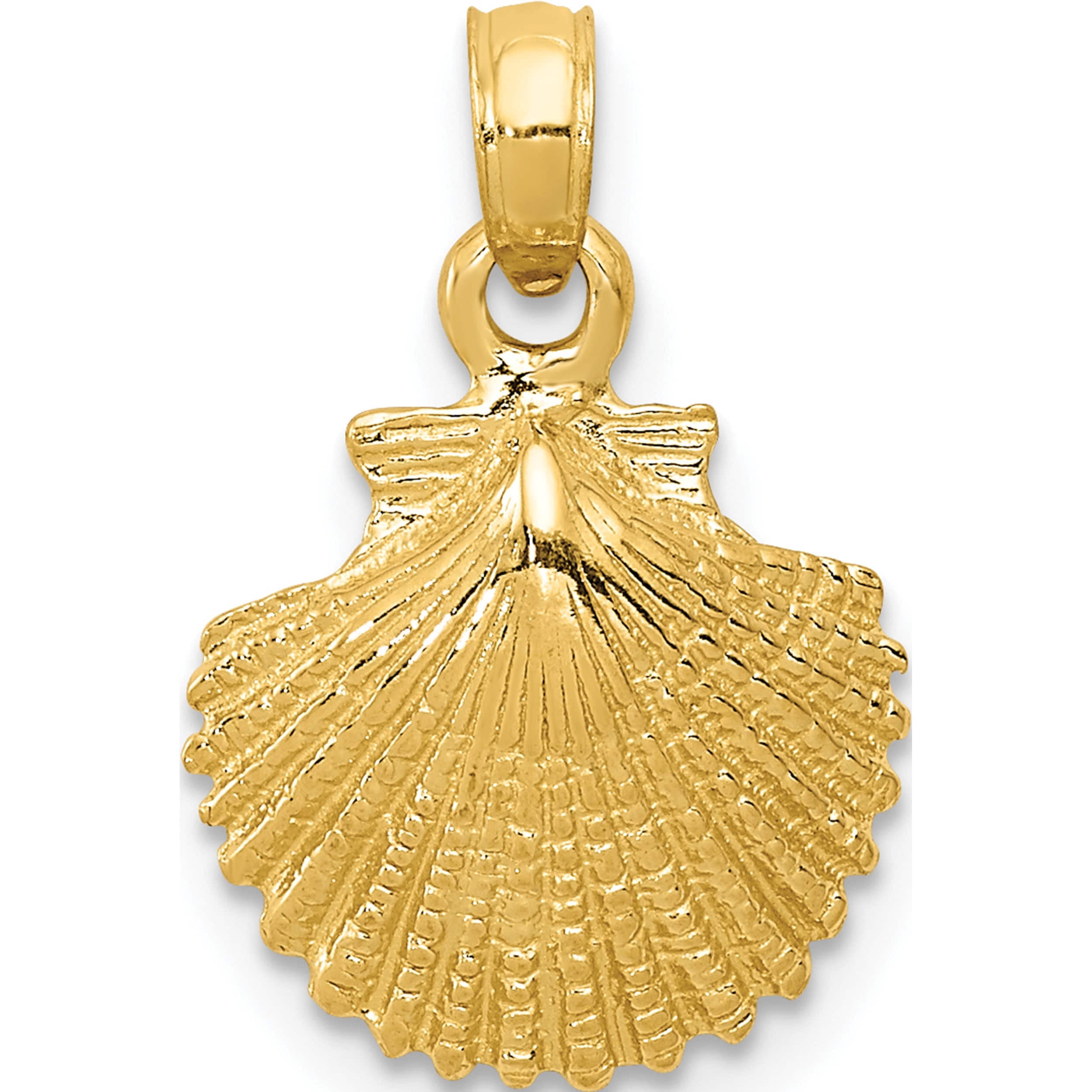 14K Yellow Gold Scallop Shell Pendant (19 X 12) Made In United States ...
