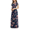 Asklazy Womens Short Sleeve Loose Plain Maxi Dresses Casual Long