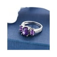Gem Stone King 925 Sterling Silver Purple Amethyst 3-Stone Ring for Women (2.50 Cttw, Oval ...