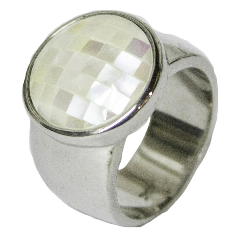 RS Covenant - Women's Rhodium Plated Dress Ring Designer Mother of ...