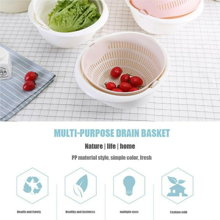 ziyahi Potable Kitchen Strainer Vegetables Fruit Double Drain Basket ...