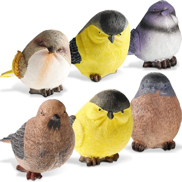 6 Pieces Garden Bird Statues Resin Bird Figurine Bird Animal Garden ...