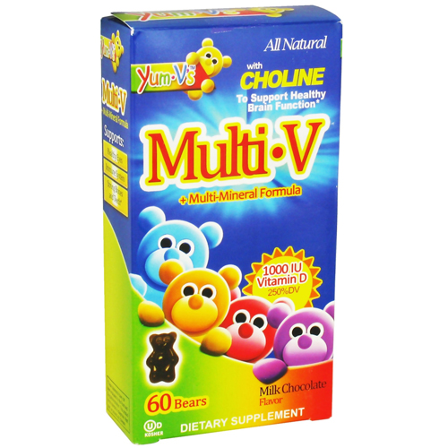 Yum-Vs Multi-V + Multi-Mineral Formula Bears, Milk Chocolate - 60 Ea, 2 ...