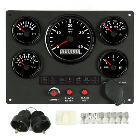 Boat Instrument Panel 4000RPM Tachometer Fuel Level Water Temperature ...