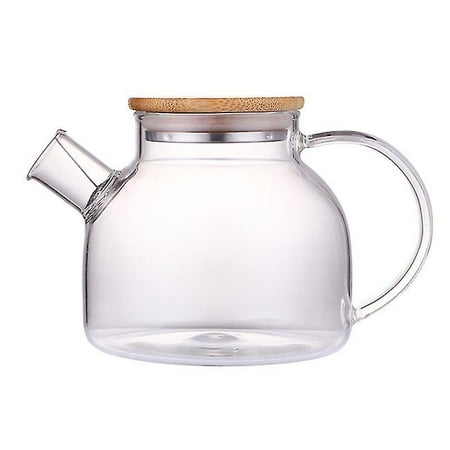 Tatum88 Teapot High Borosilicate Glass Bamboo Lid Cooling Kettle 1000ml ...
