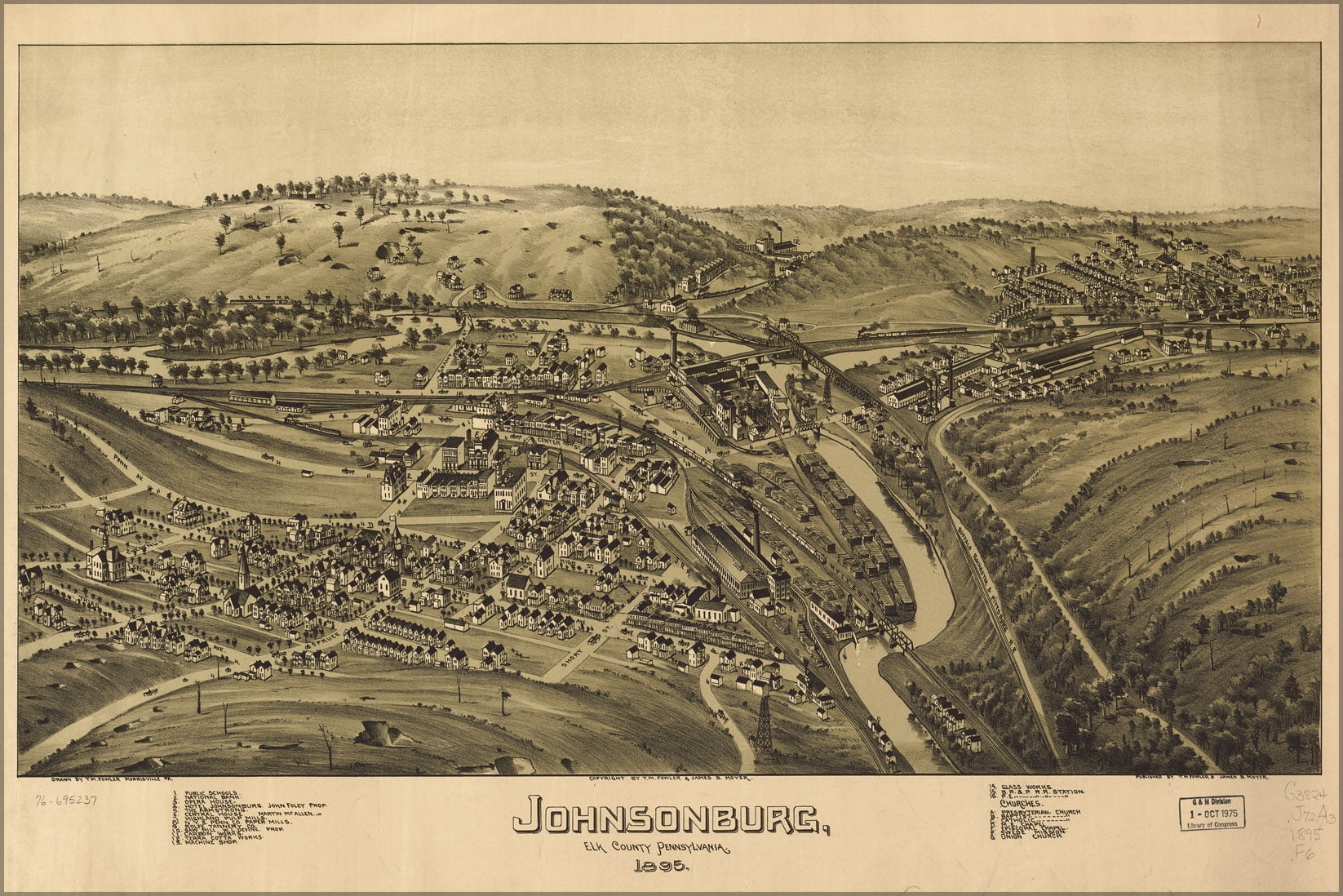 24"x36" Gallery Poster, map of Johnsonburg, Pennsylvania 1895 - Walmart.com