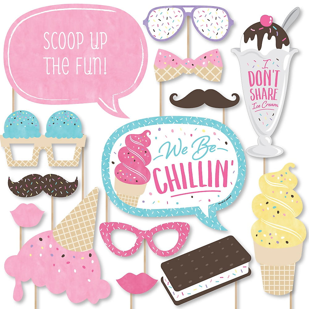 Scoop Up The Fun - Ice Cream - Sprinkles Party Photo Booth Props Kit ...