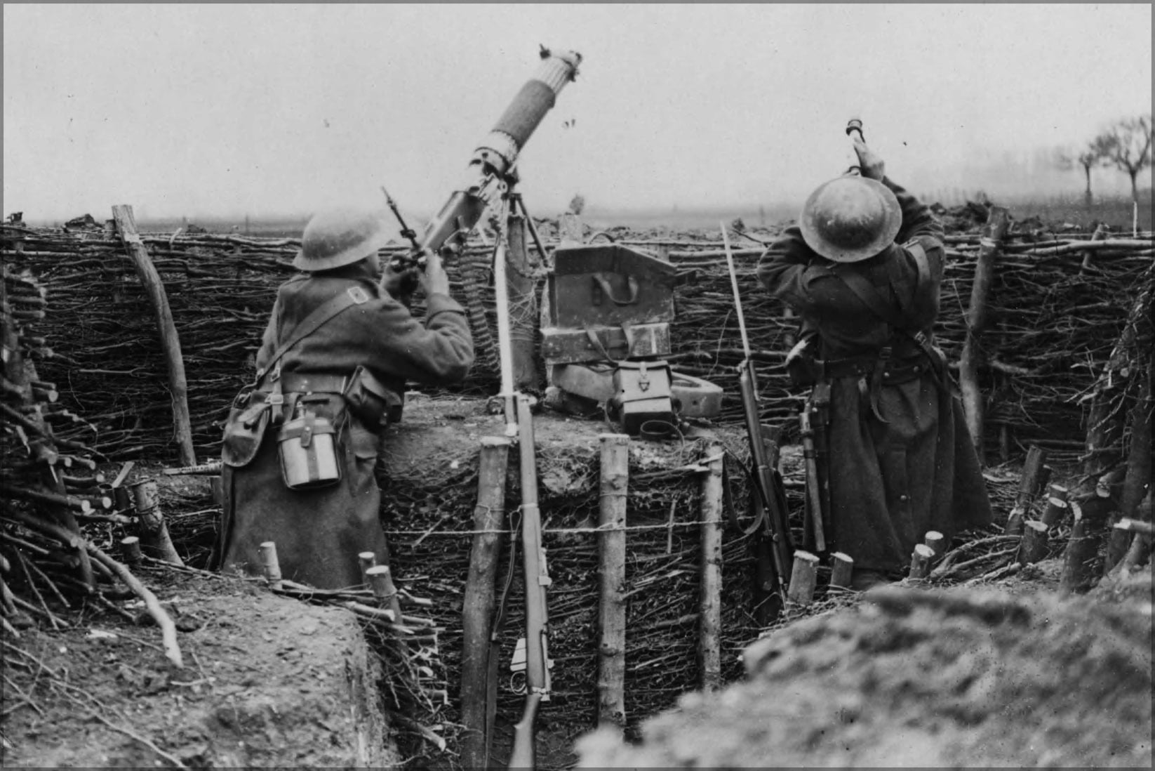 24"x36" Gallery Poster, Machine-gun post, France, during World War I ...