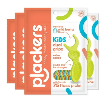Plackers Kids Dental Floss Picks, 75 Count - 2 pack - Walmart.com