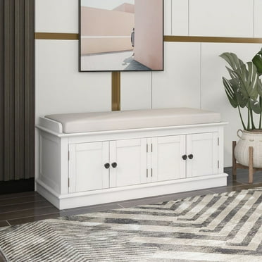 Homestyles Bermuda Indoor Wooden Storage Bench in Off White - Walmart.com