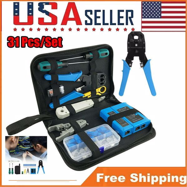 Fithood Rj45 Crimping Tool Kit Set For CAT5/CAT6 Lan Cable Tester ...