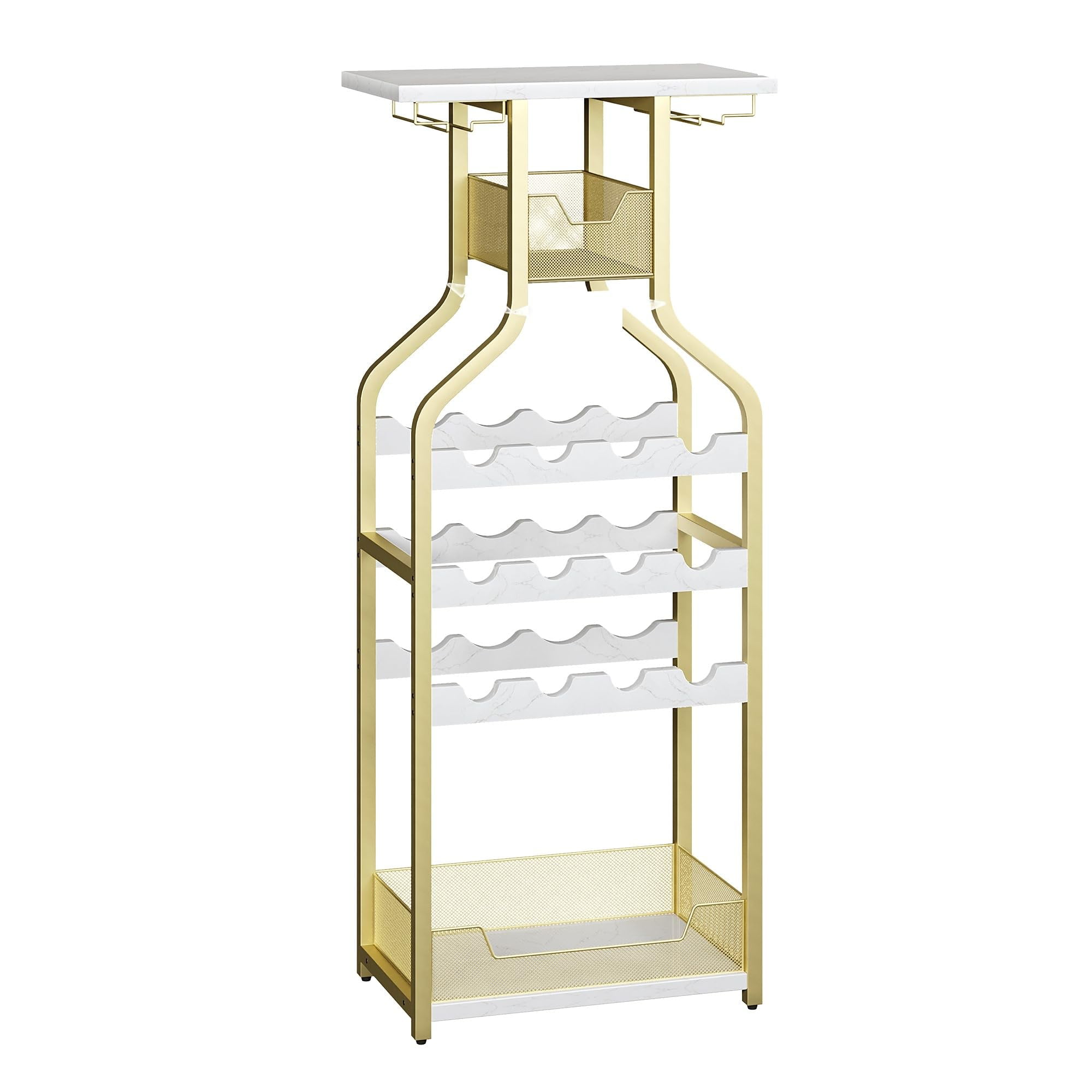 Wine Bar Cabinet,Freestanding Wine Rack with Glass Holder and Storage ...