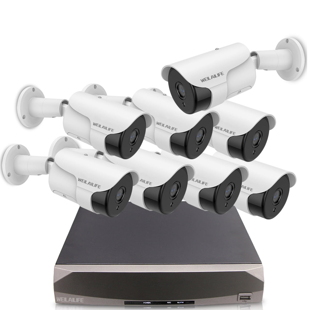 { FULL HD 5.0MP & Two-Way AUDIO } 8 pcs POE Security Camera System ...